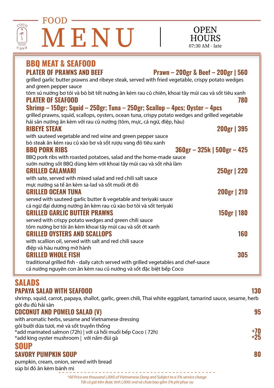 Menu | Coco Casa