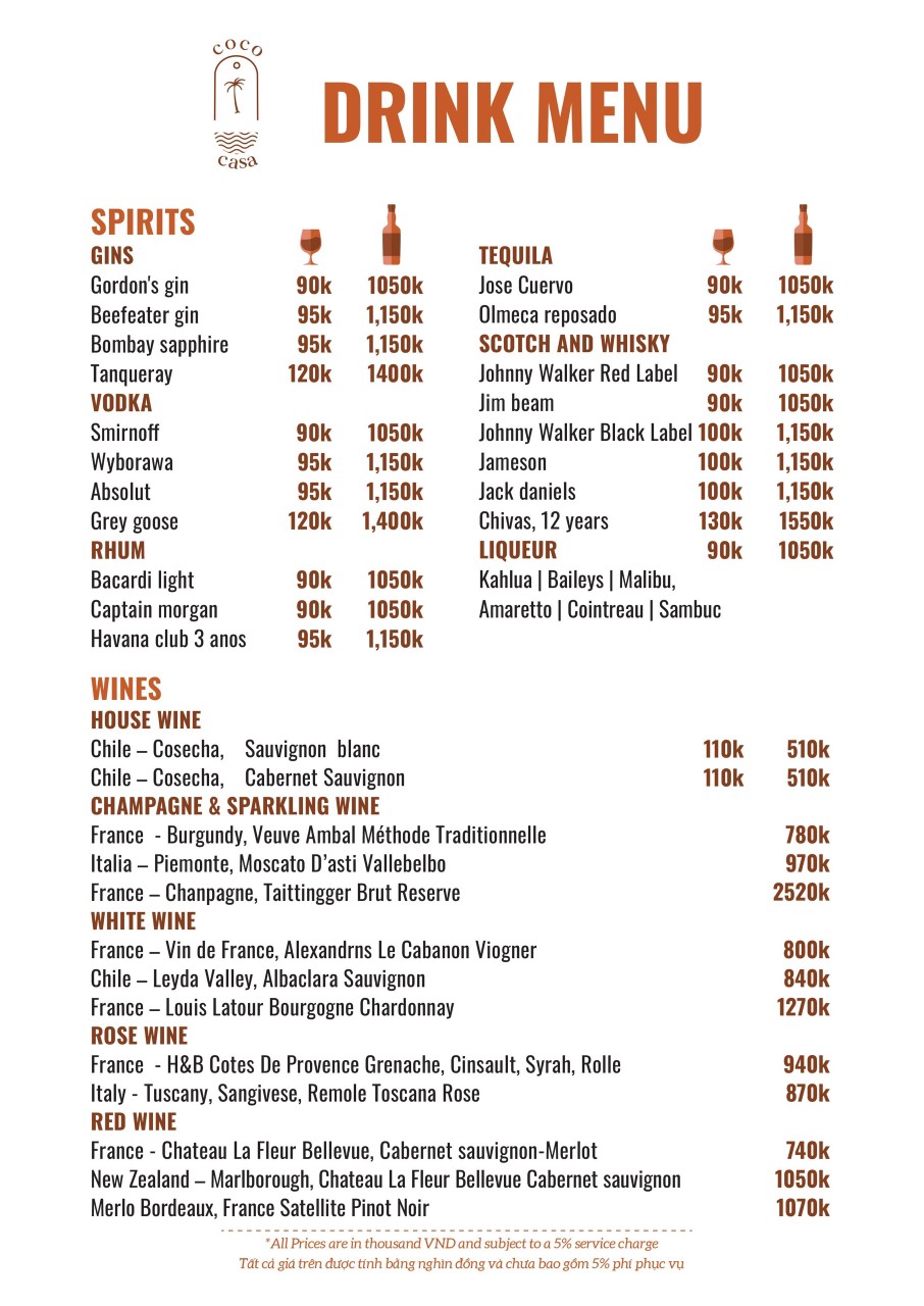 Menu | Coco Casa